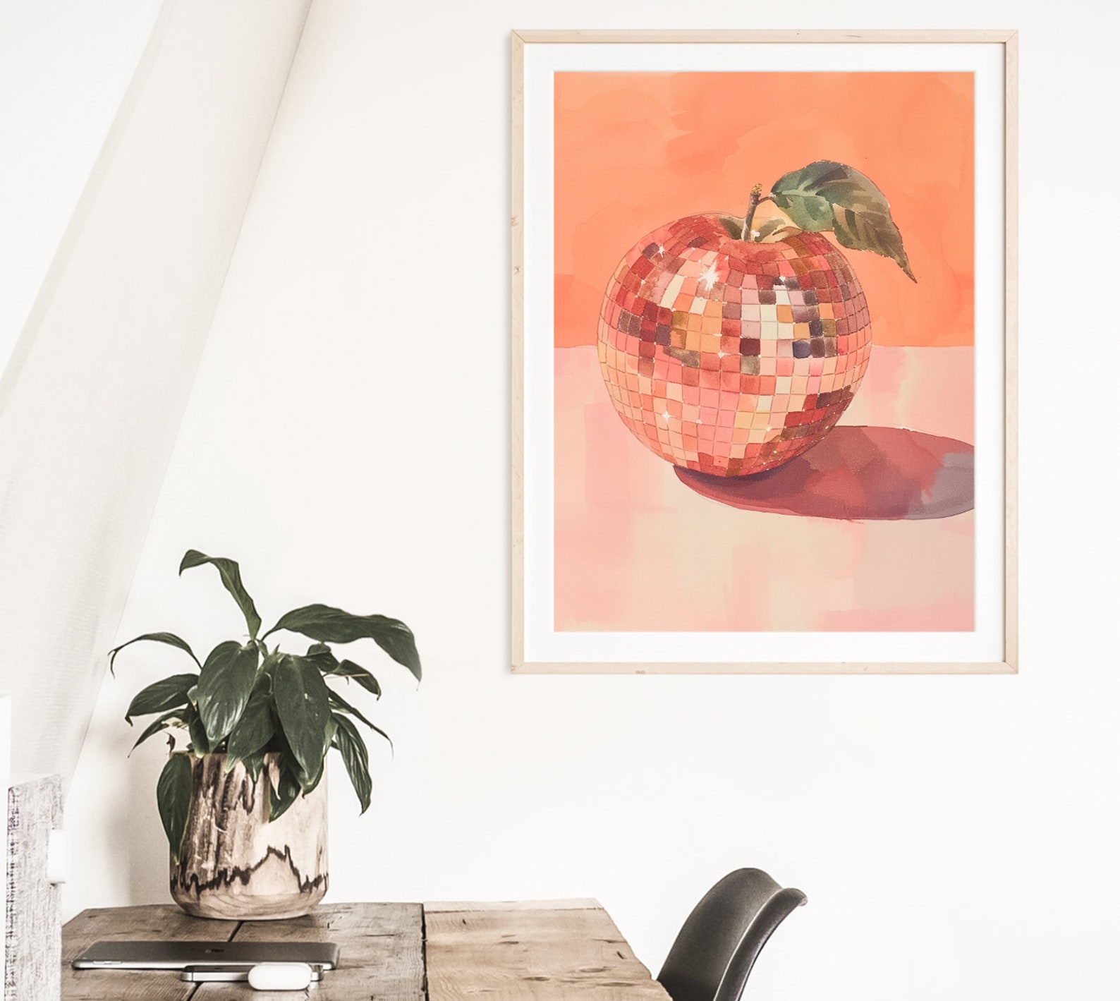 Peach Disco Ball Digital Download Disco Ball Peach Wall Art Disco ...