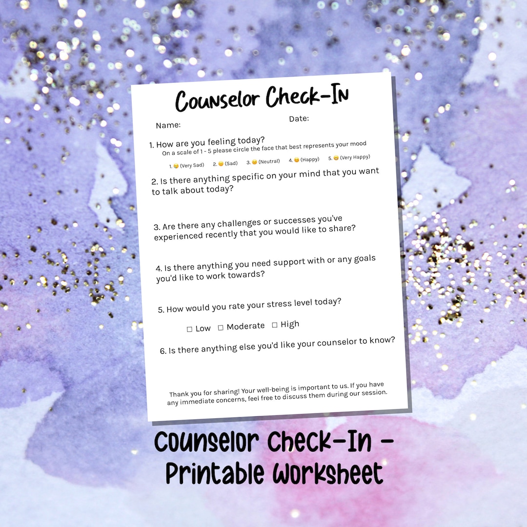 School Counseling Resource, Counseling Check-in, Student Worksheet ...