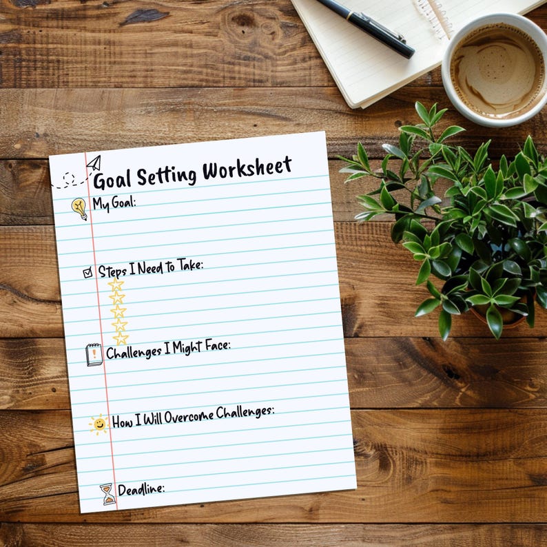 Goal Setting Worksheet for Students & Teens (PDF) - Etsy