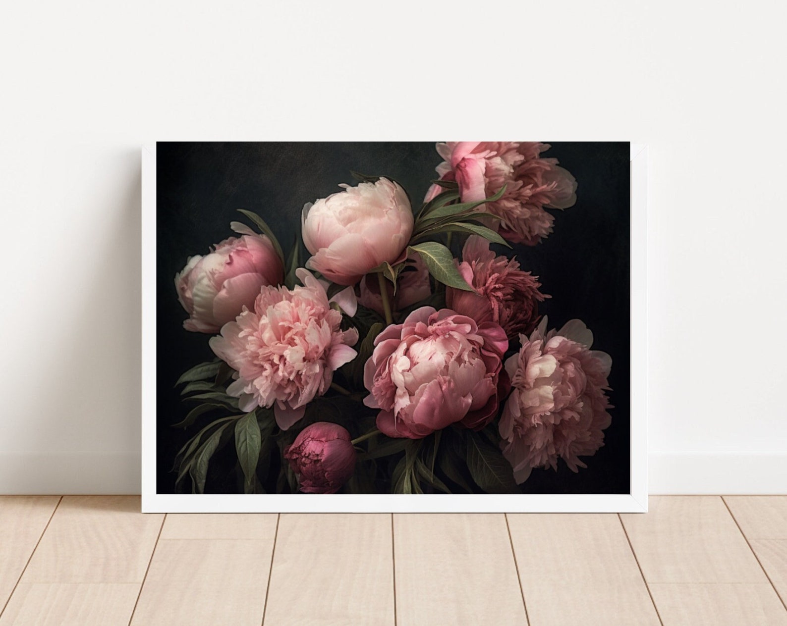 Pink Peonies Print Peony Moody Vintage Flower Print Dark Floral Still ...