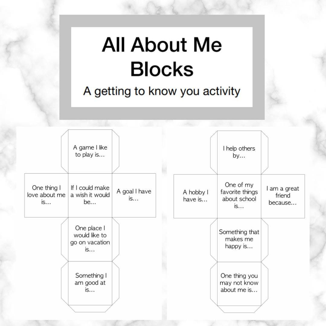 All About Me Cubes Getting to Know You Whole Class or Small Group ...
