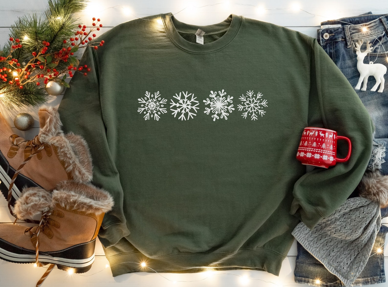 Snowflake Sweatshirt Comfy Sweatshirt Crew Neck Sweatshirt Gildan ...