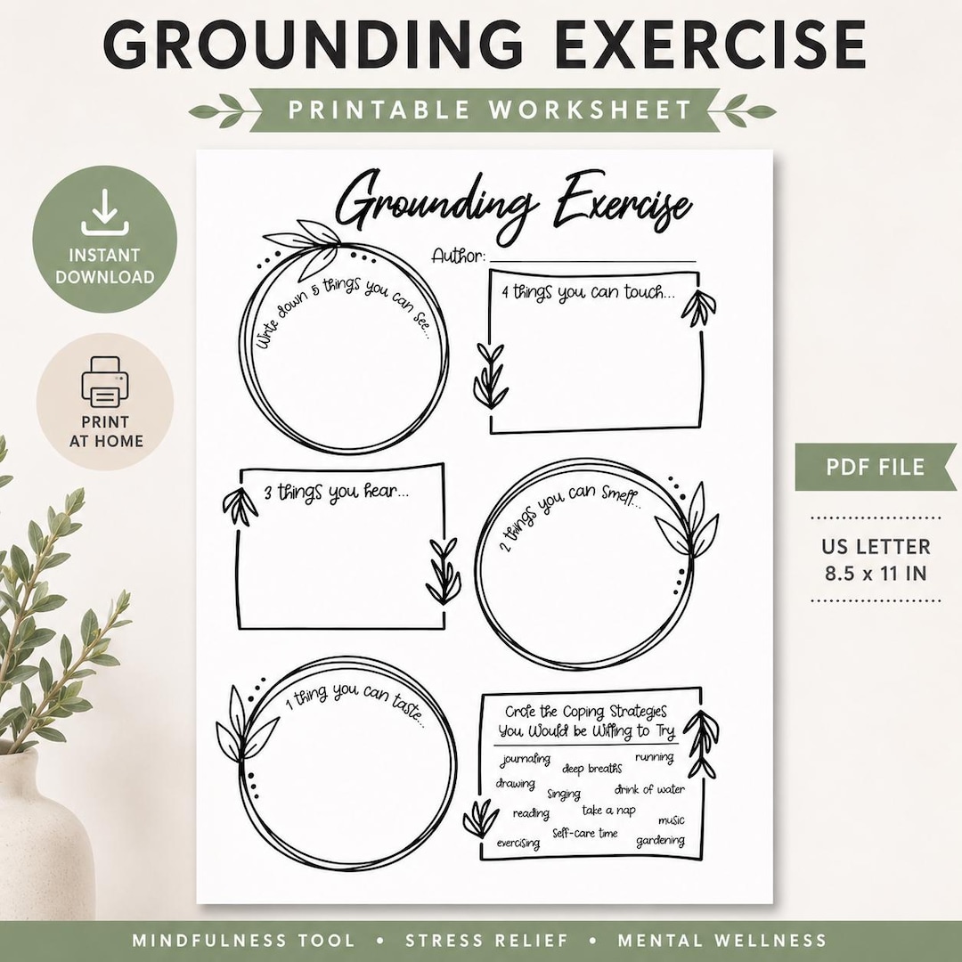 Grounding Exercise Worksheet: Coping Strategies for Students (PDF) - Etsy