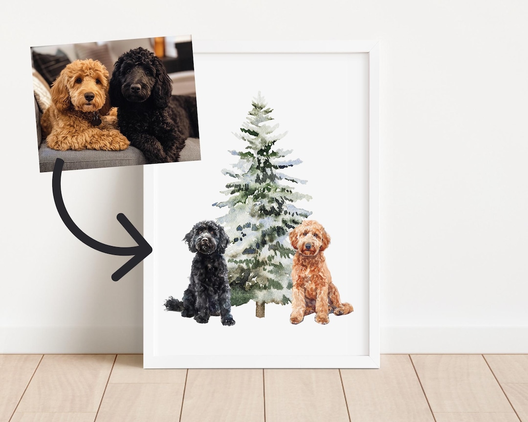 Custom Pet Portrait, Pet Christmas Art, Personalized Pet Gift, Pet Tree ...