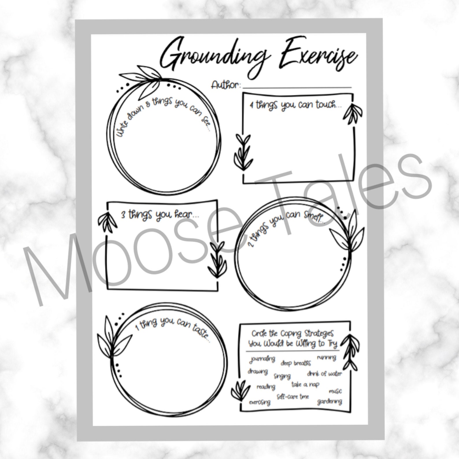 Grounding Exercise Worksheet Counseling Handout for Students - Etsy