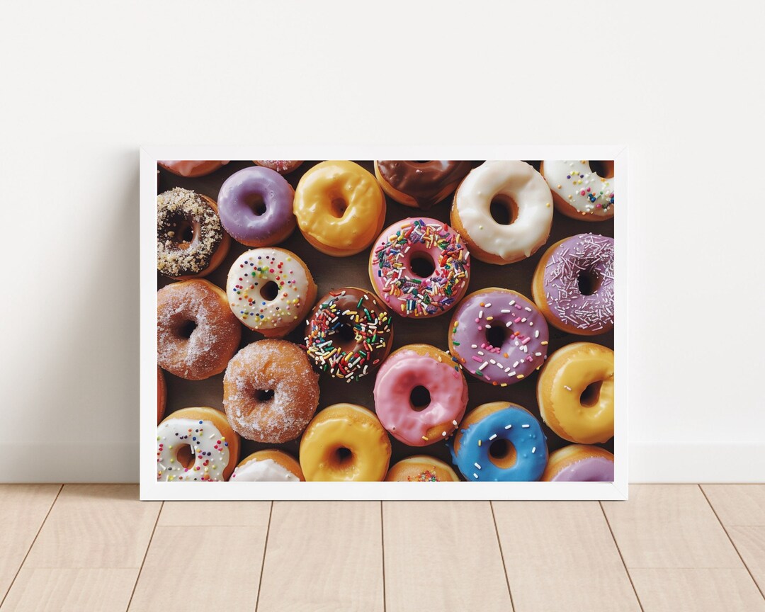Donut Poster Printable Wall Art Kitchen Art Waffle Picture Framed ...