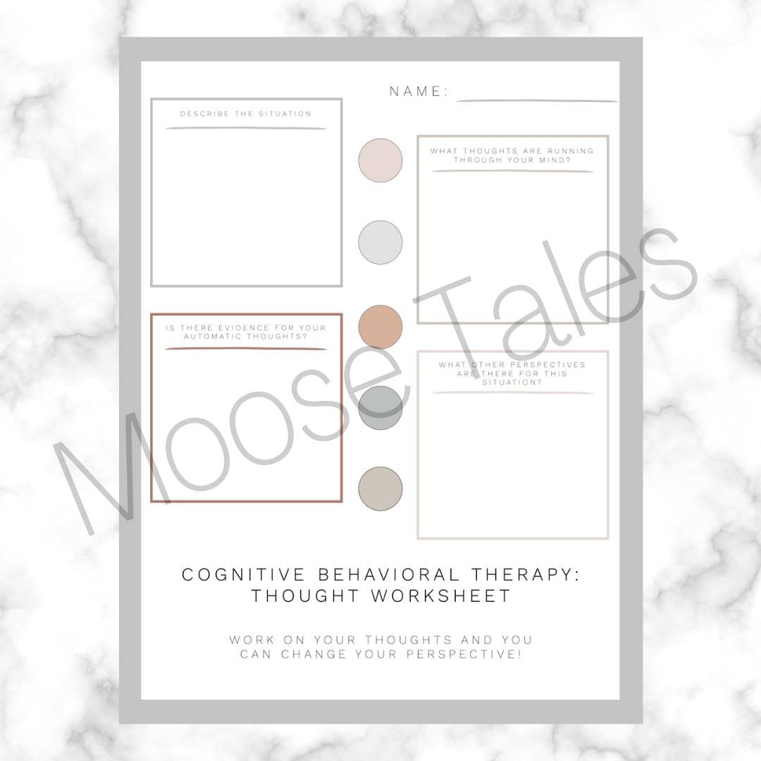 Cognitive Behavioral Therapy Thought Worksheet CBT Worksheet Middle ...