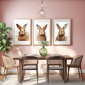 Easter Bunny Set of 3 Printable Digital Art Easter Wall Art Holiday ...