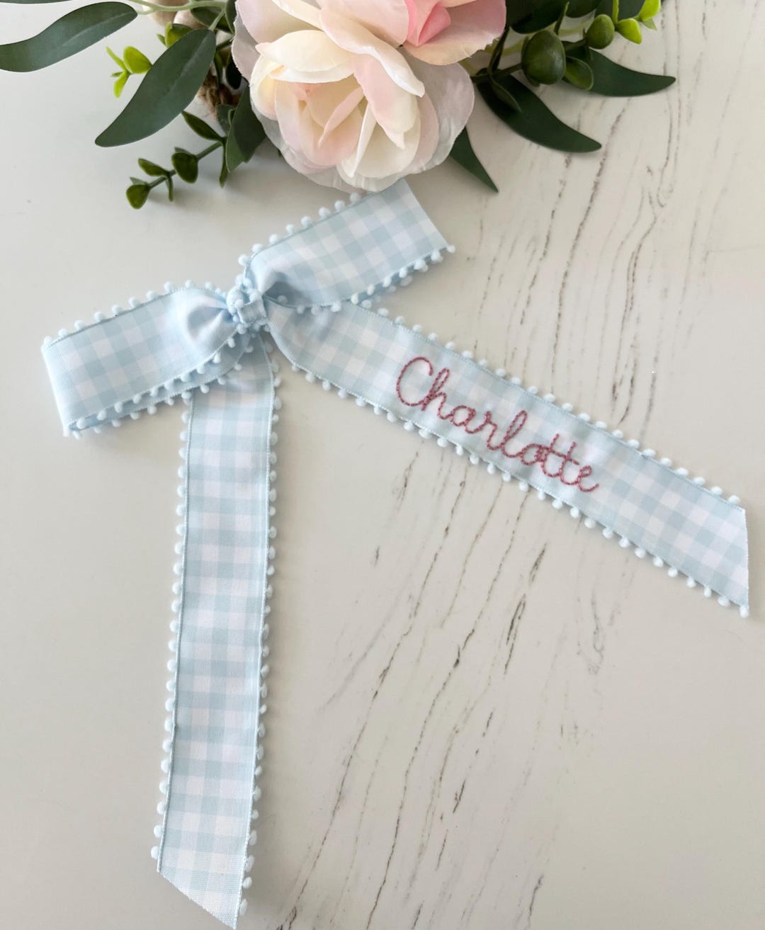 Personalized Bow, Gingham Bow, Monogrammed Bow - Etsy
