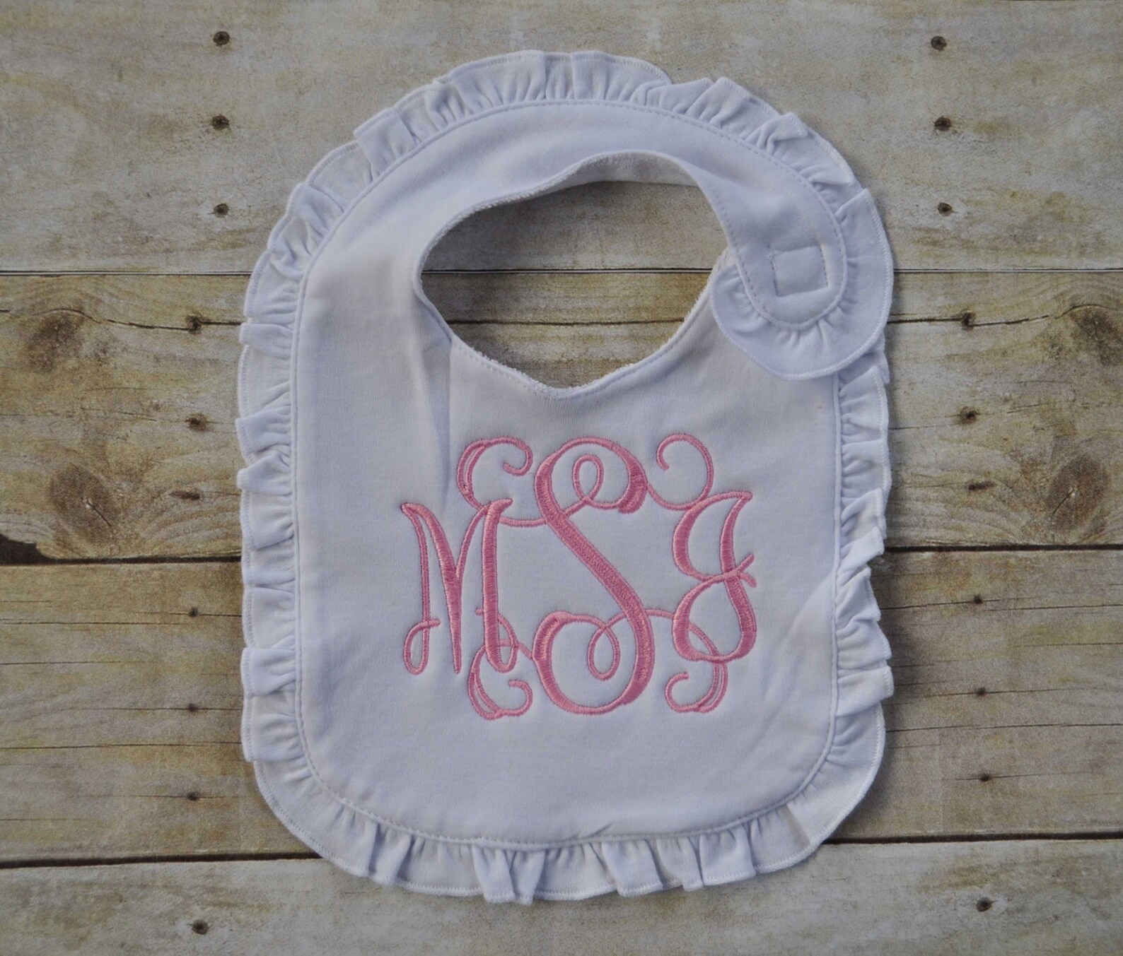 Monogrammed Bib Ruffle Monogrammed Bib Baby Girl Gift Baby - Etsy