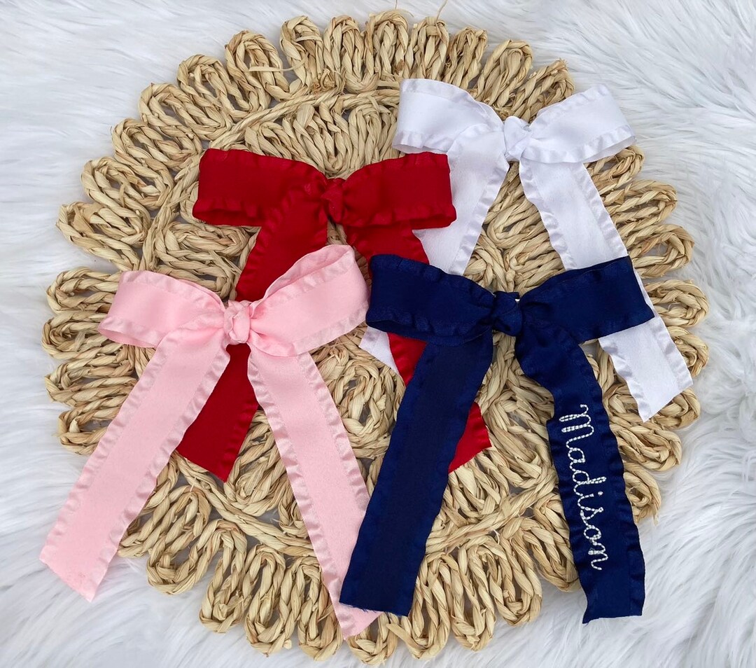 Personalized Bow, Monogrammed Bow, Embroidered Bow - Etsy