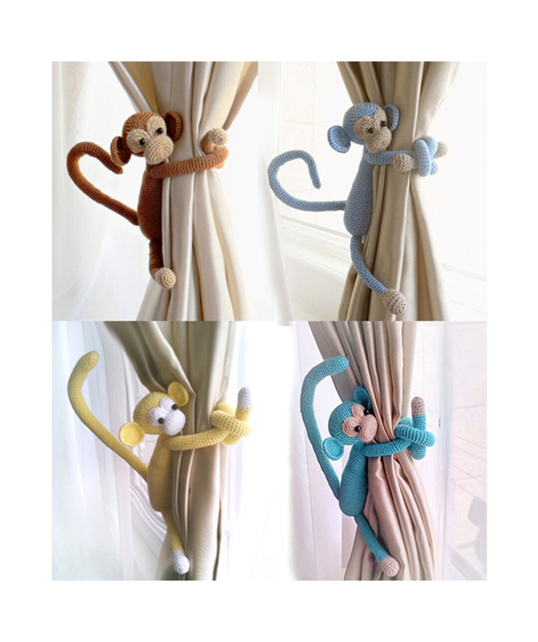 Curtain Tie Backs /animal Curtains/monkey Curtain Tie Backs /boy Room ...
