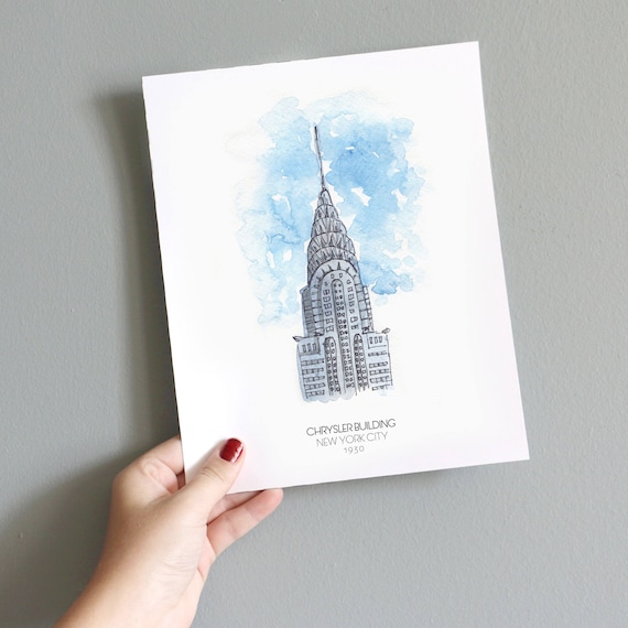 Chrysler Building Watercolor Printable 8x10 | Etsy