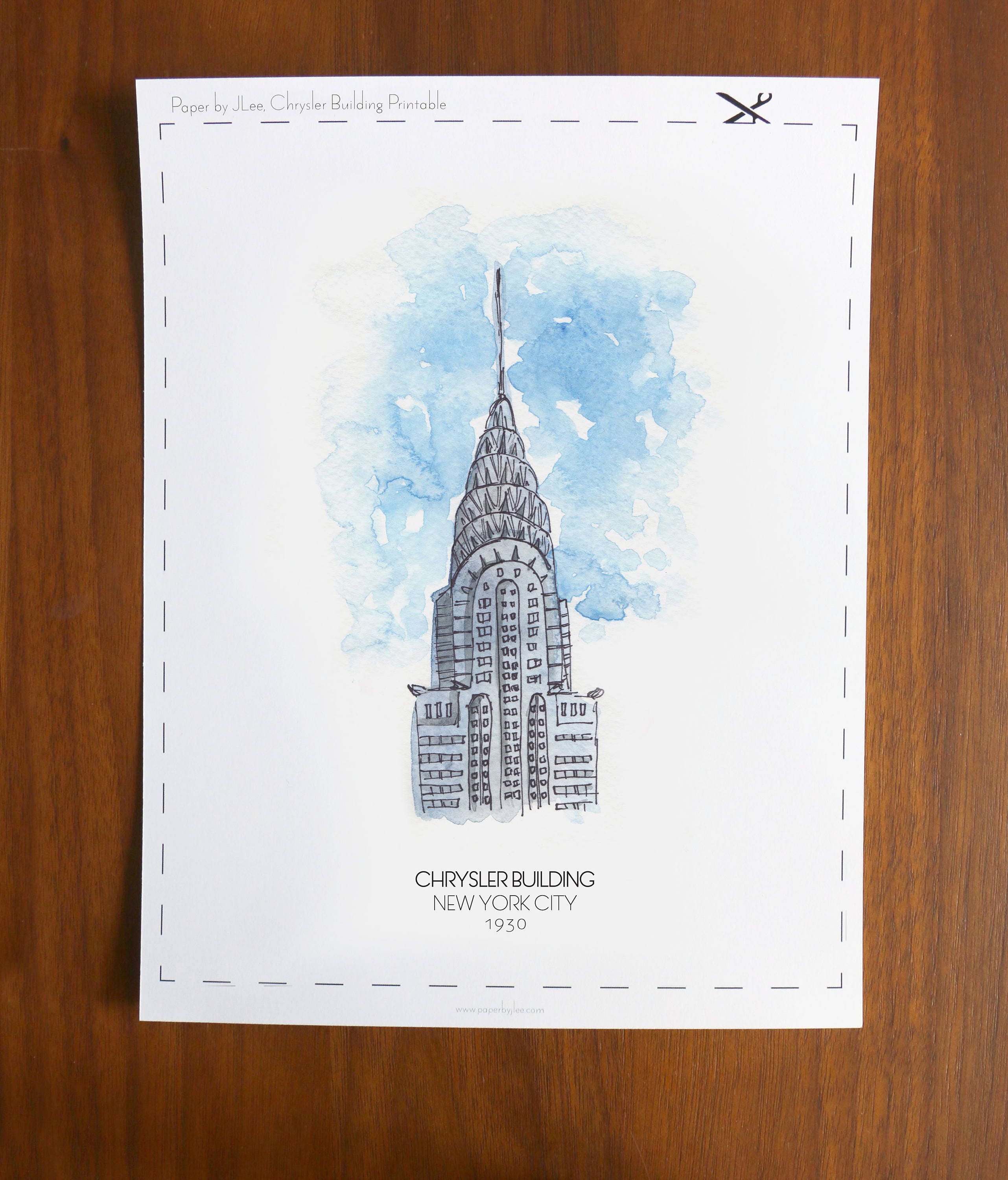 Chrysler Building Watercolor Printable - 8"x10" - INSTANT DOWNLOAD - Etsy