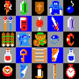 Zelda 8 Bit 80s, Graphghan, C2c, Characters, Items - Etsy