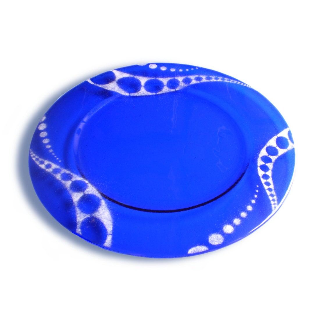 Blue Murano Glass Tablemat, Round Serving Plate – Flux Series, Fused ...