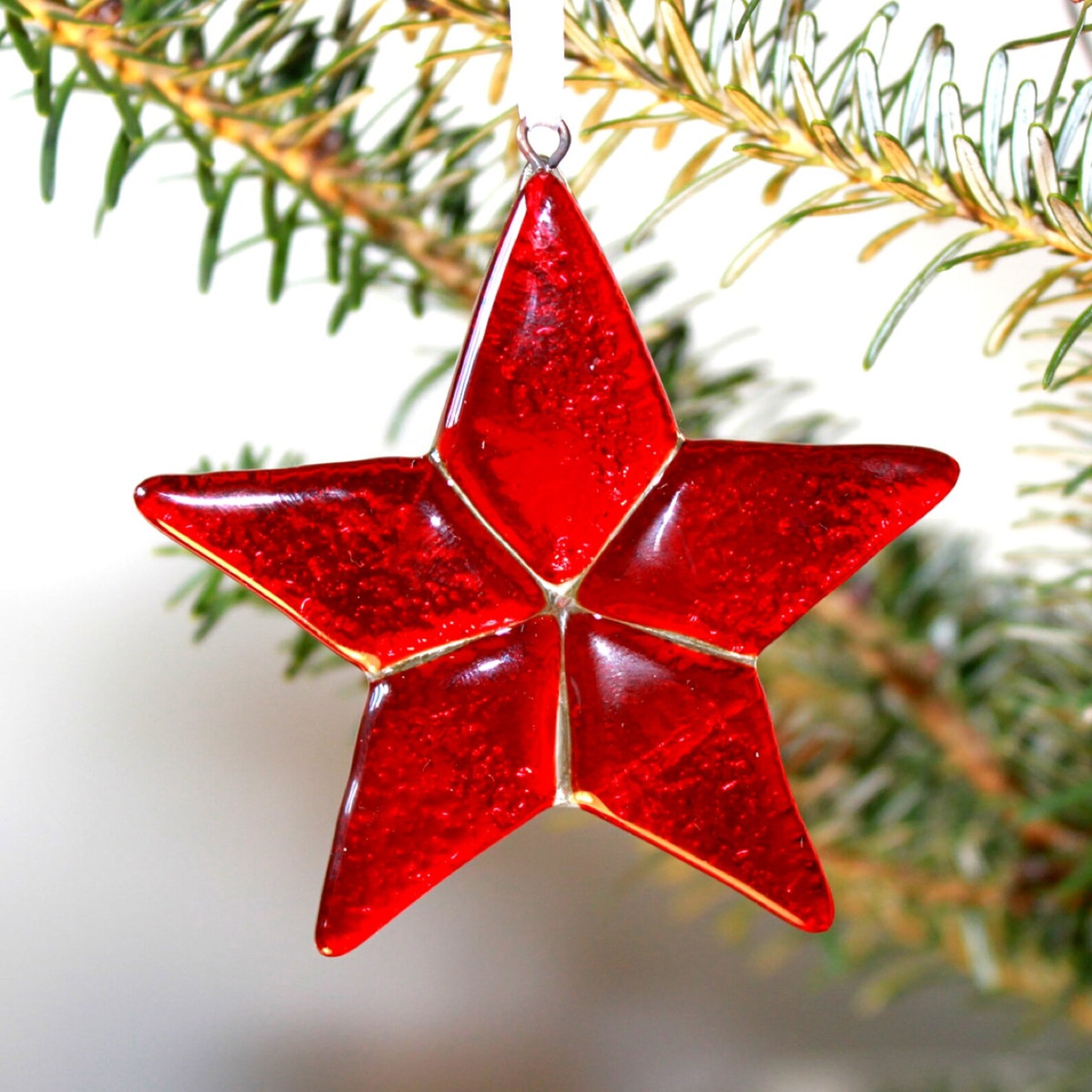 Red Murano Glass Star Pendant Cast Glass Christmas - Etsy