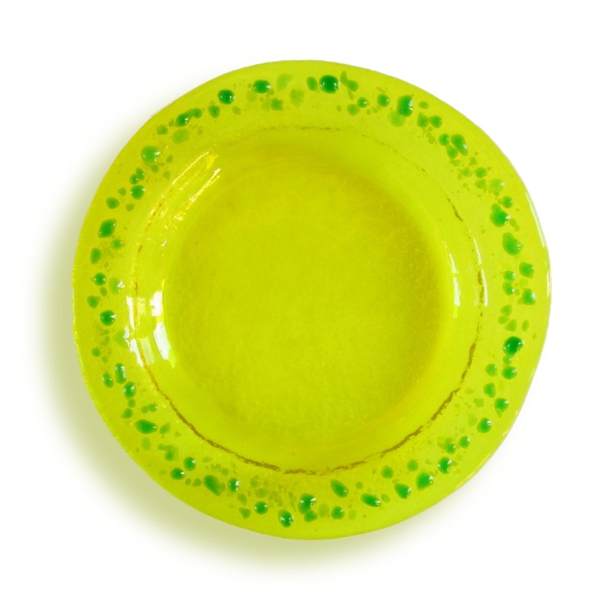 Yellow&green Murano Glass Coaster – Lapilli Series, Fused Glass Round ...