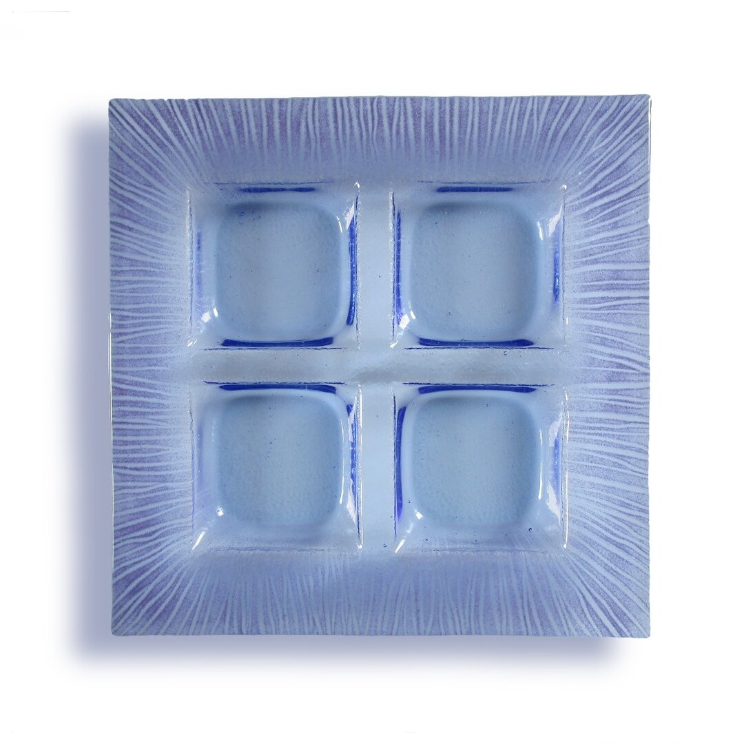 Light Blue Murano Glass Appetizer Tray With Lilac Stripes – Striae ...