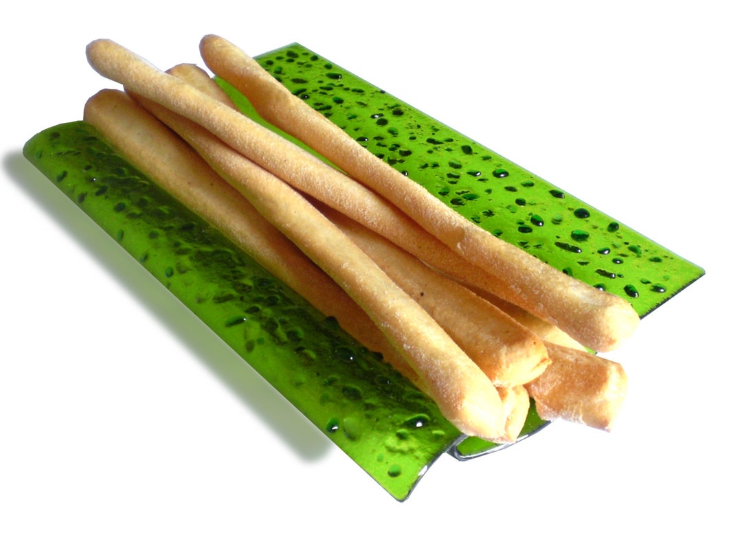 Green Murano Glass Breadsticks Tray With Violet Stripes – Lapilli ...
