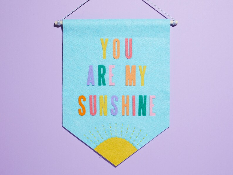 Handmade Felt Pennant Banner You Are My Sunshine in Turquoise | Etsy