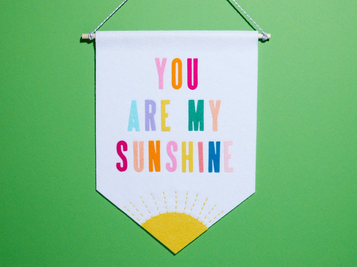 Handmade Felt Pennant Banner You Are My Sunshine in Turquoise | Etsy