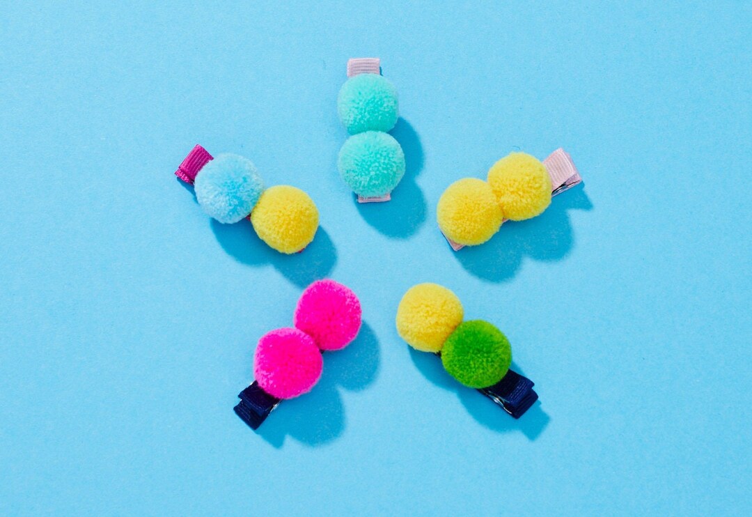 Pom Pom Hair Clips -pick Your Colors - Etsy