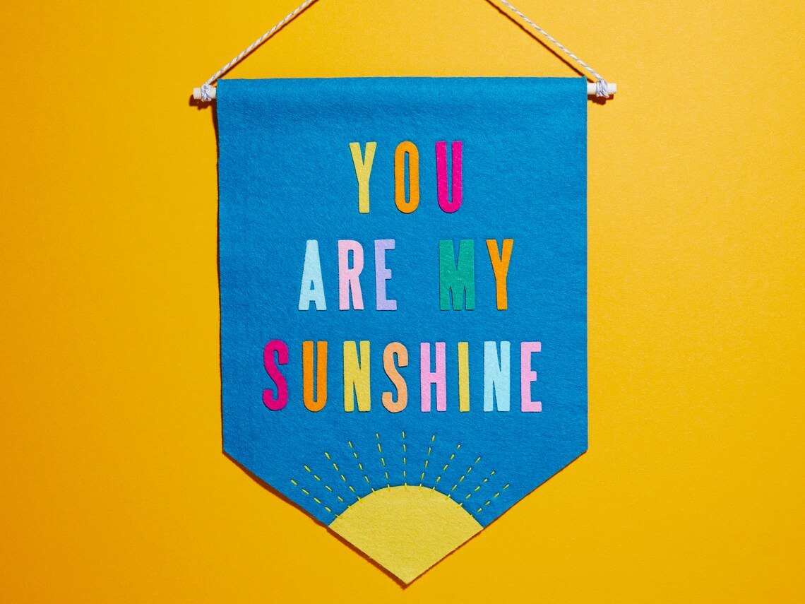 Handmade Felt Pennant Banner You Are My Sunshine in Turquoise - Etsy