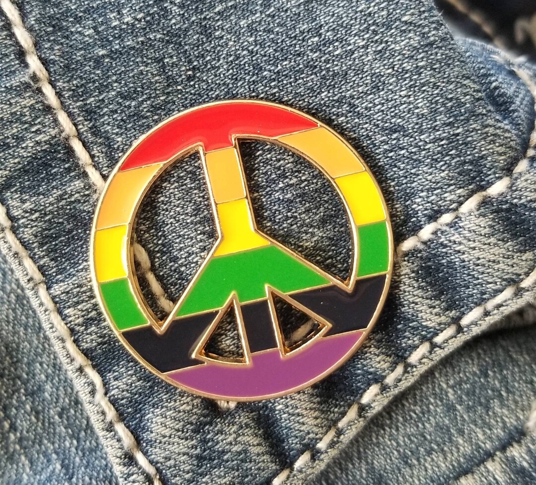 Peace Sign Rainbow Flag Pin, Peace Sign Gay Pride Pin, Y'all Means ALL ...