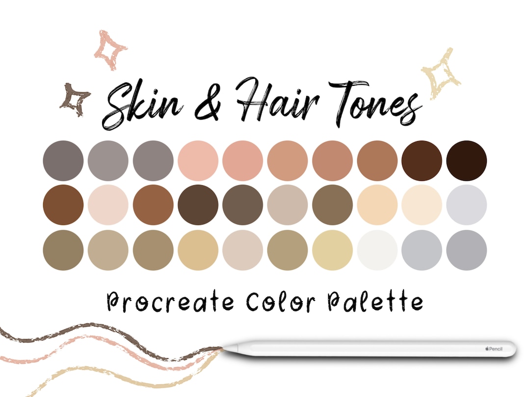 Skin and Hair Tones Procreate Color Palette, Procreate Swatches ...