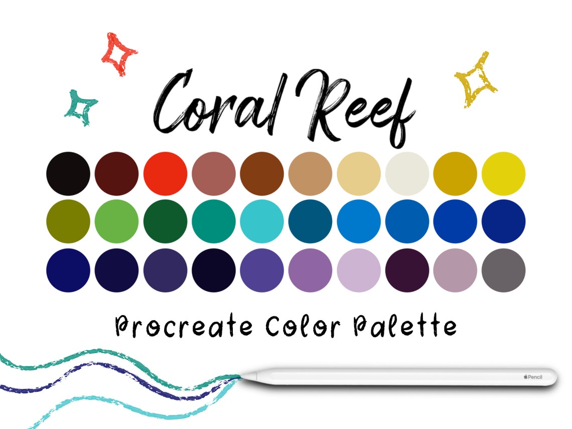 Coral Reef Procreate Color Palette, Procreate Tools, Procreate Swatches ...