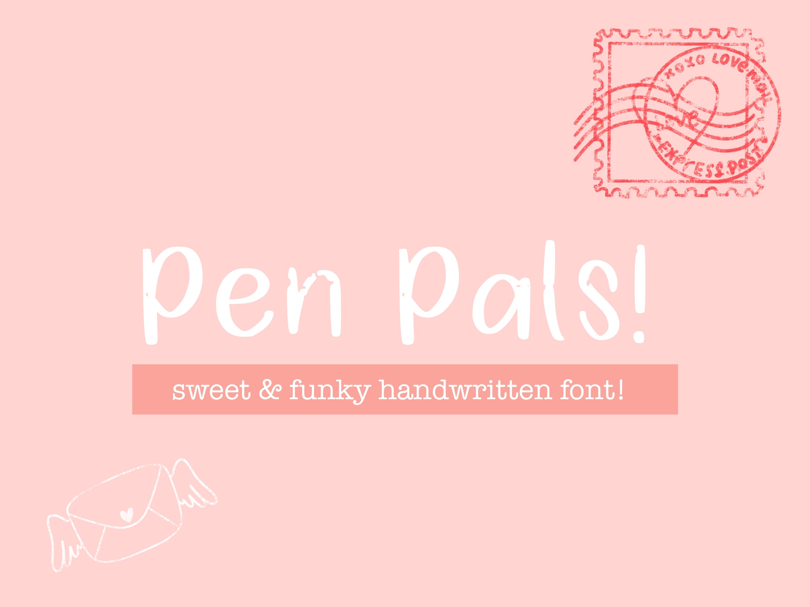 Pen Pals Handwritten Font, Quirky, Whimsical, Hand Drawn, Handwriting ...