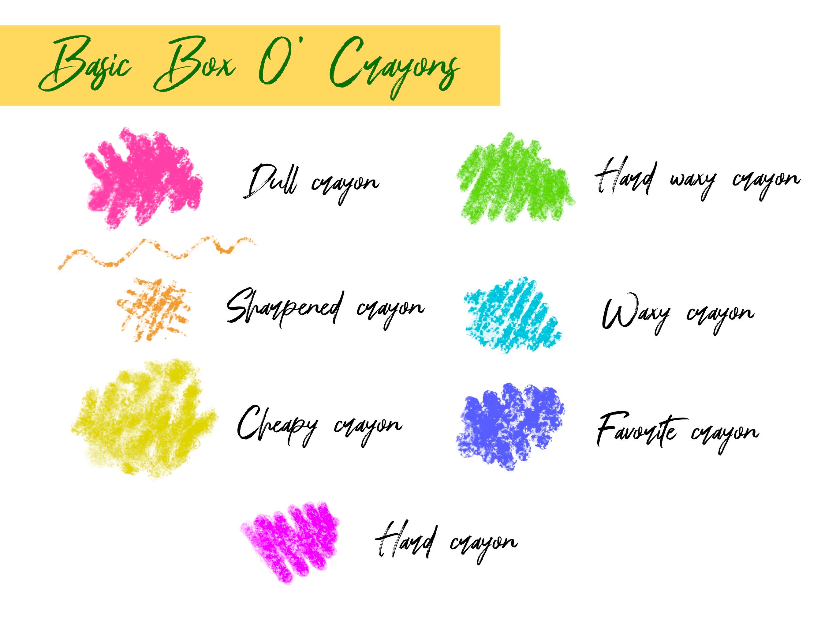 Basic Box O' Crayons With BONUS Coloring Pages Procreate, Digital Brush ...