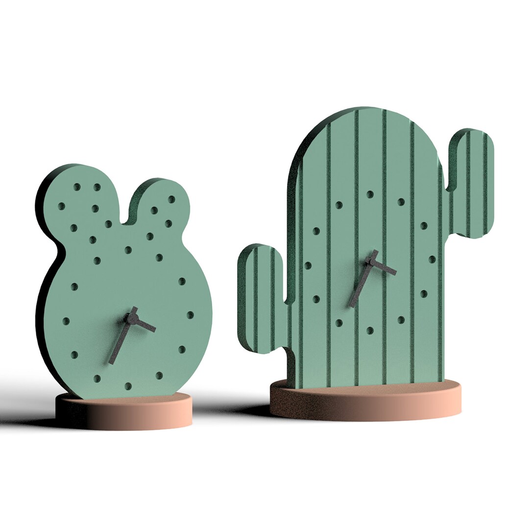 Creative Cactus Shaped Clock Concrete Silica Gel Mold Office Desktop ...