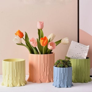 Nodic Style Candle Pattern Cement Planter Flower Pot Mold Potted Green ...