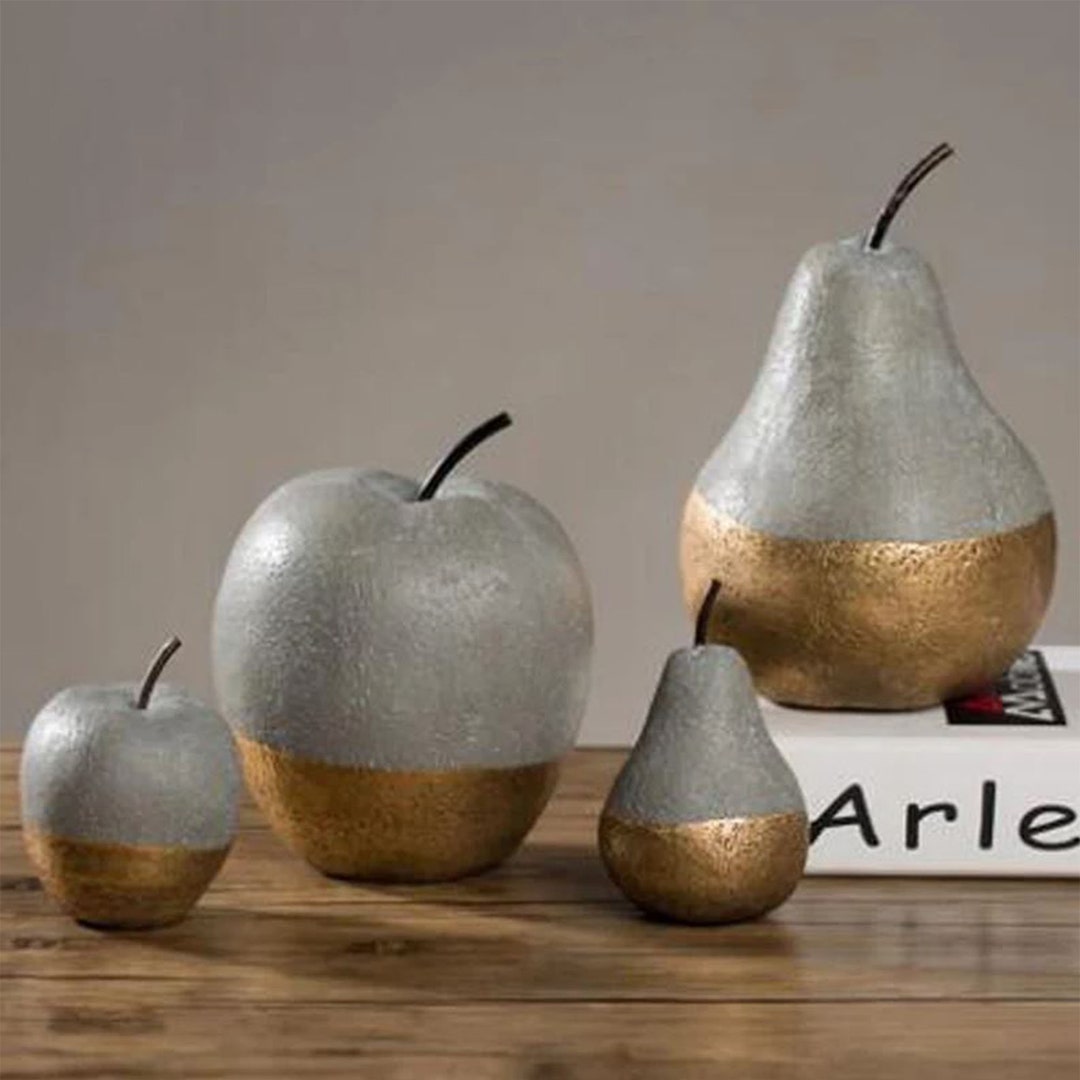 Creative Cement Apple Mold, Concrete Pear Silicone Mold Home Decoration ...