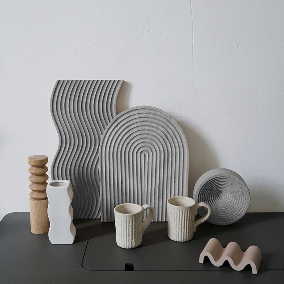 Ripple Concrete Tray Silicone Mold: Cement Coaster, Pallet Molds - Etsy