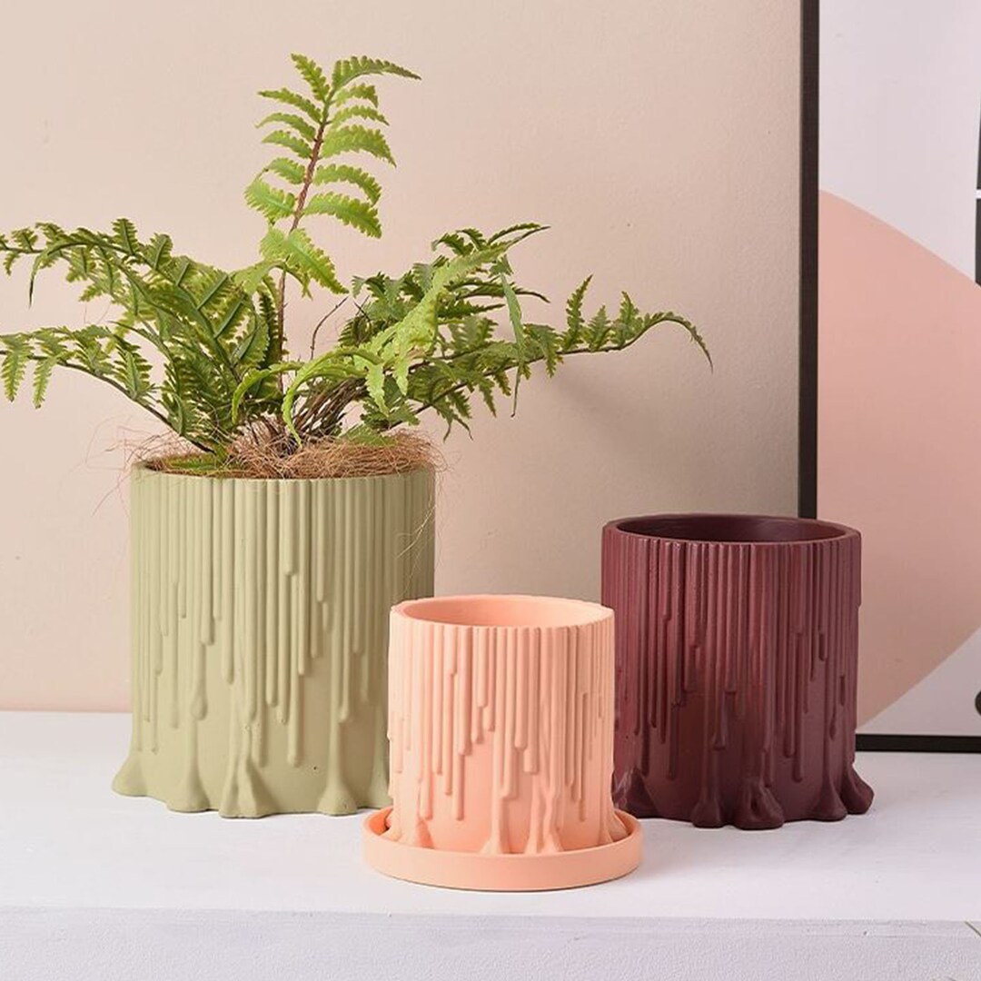 Nodic Style Candle Pattern Cement Planter Flower Pot Mold Potted Green ...