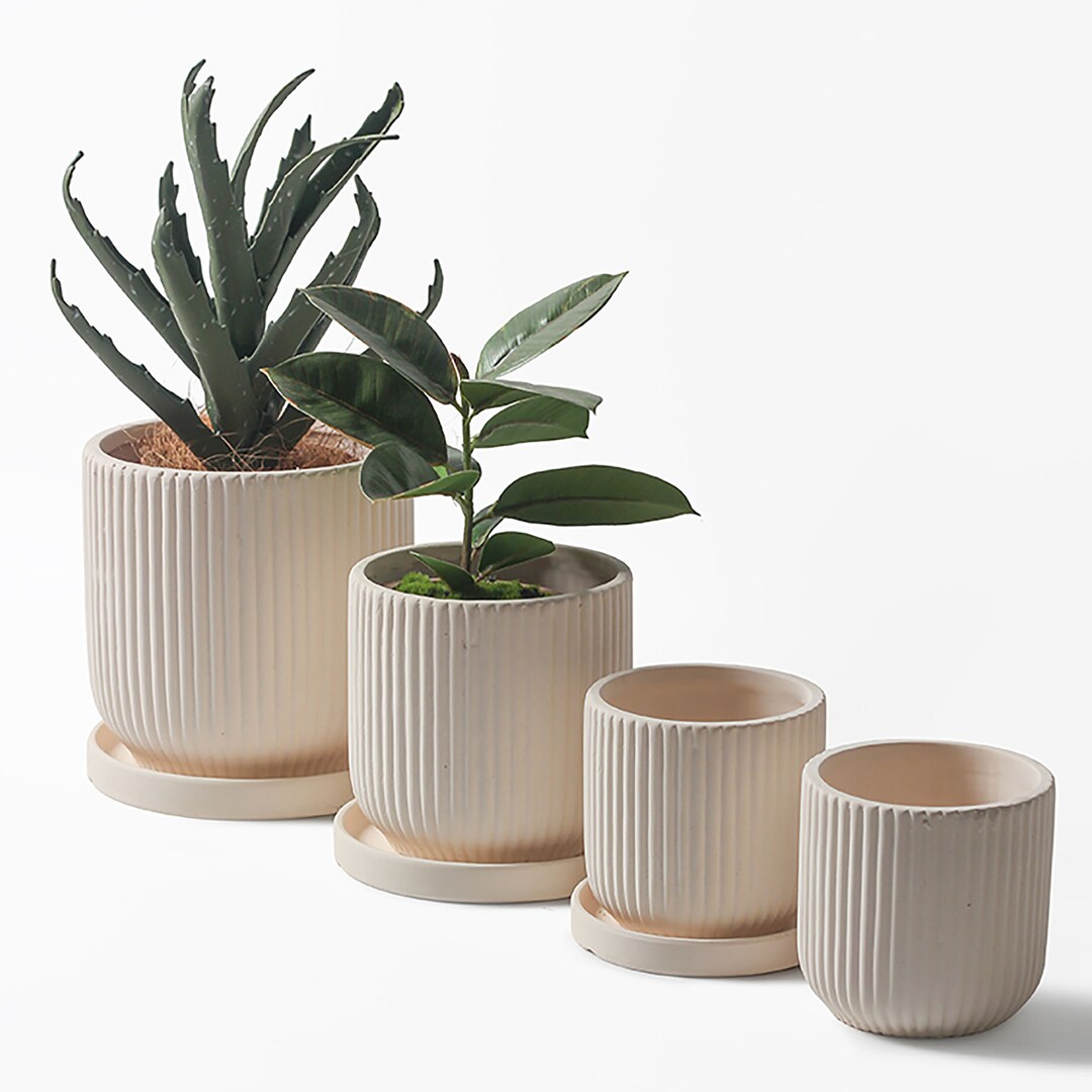 Creative Striped Cement Planter Silicone Mold Desktop Decoration Green ...