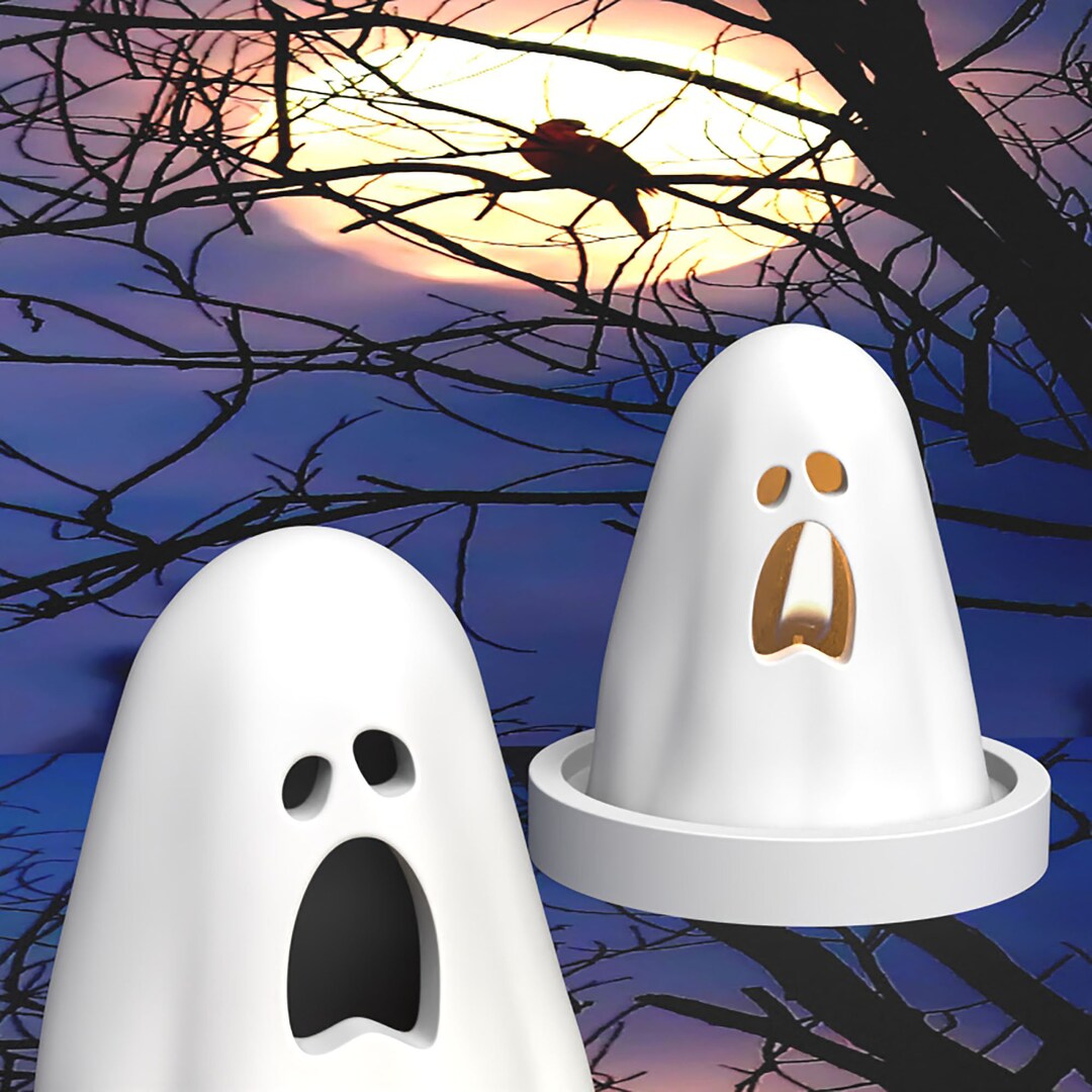 Halloween Creative Ghost Face Cement Candlestick Silicone Mold Desktop ...