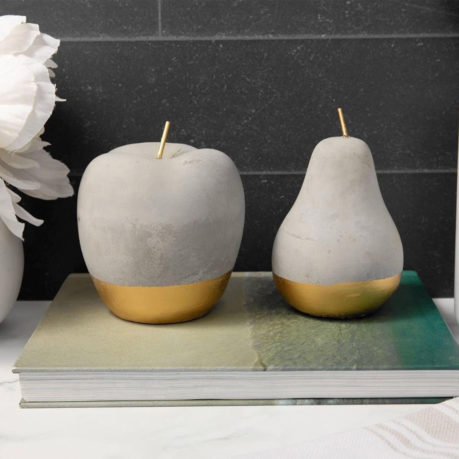Apple Pear Cement Mold: DIY Concrete Fruit, Gypsum Decor - Etsy