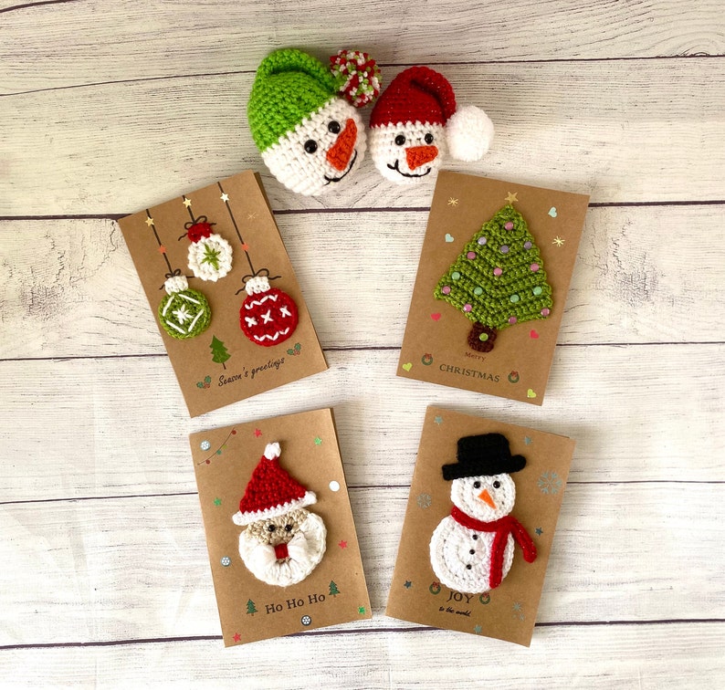 Handmade Crochet Christmas Cards, Holiday Ornament Design - Etsy