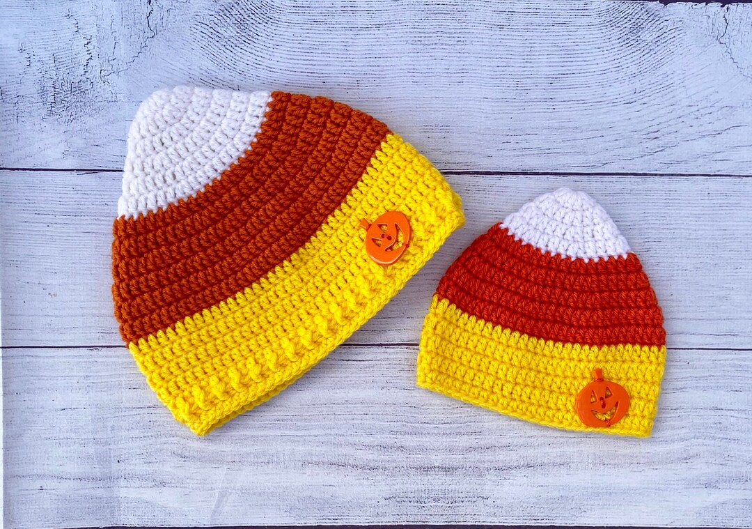 Crochet Candy Corn Hat, Mommy & Me, Halloween Costume Beanie - Etsy