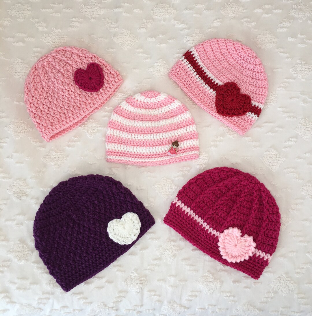 Cute Valentines Day Hat, Pink/ Red/ White Crochet Hat/beanie, Soft Kids ...