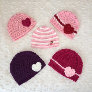 Cute Valentines Day Hat, Pink/ Red/ White Crochet Hat/beanie, Soft Kids ...