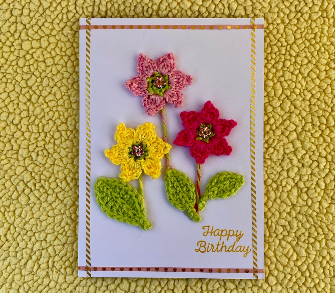 Handmade Crochet Flower Card, Birthday, Baby Shower, 5x7 - Etsy