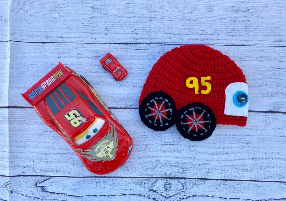 Crochet Dad & Me Lightening Mcqueen Hat/ Beanie Disney Cars - Etsy