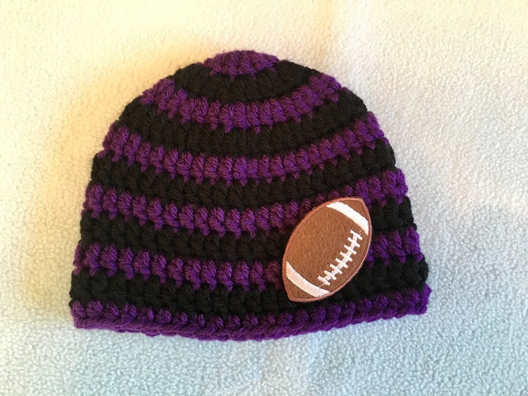 Baltimore Ravens Crochet Hat, Purple and Black Baby Hat/ Beanie, Soft ...