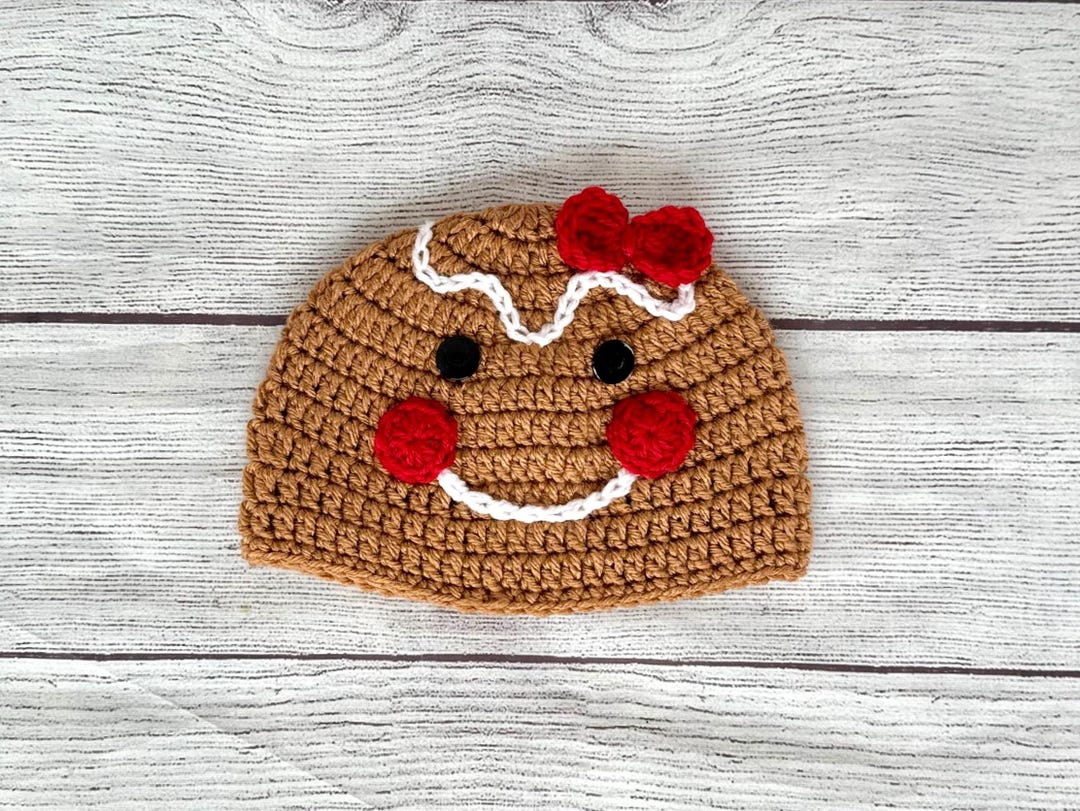Crochet Gingerbread Man Hat, Christmas Cookie Hat, Holiday Spirit Gift ...