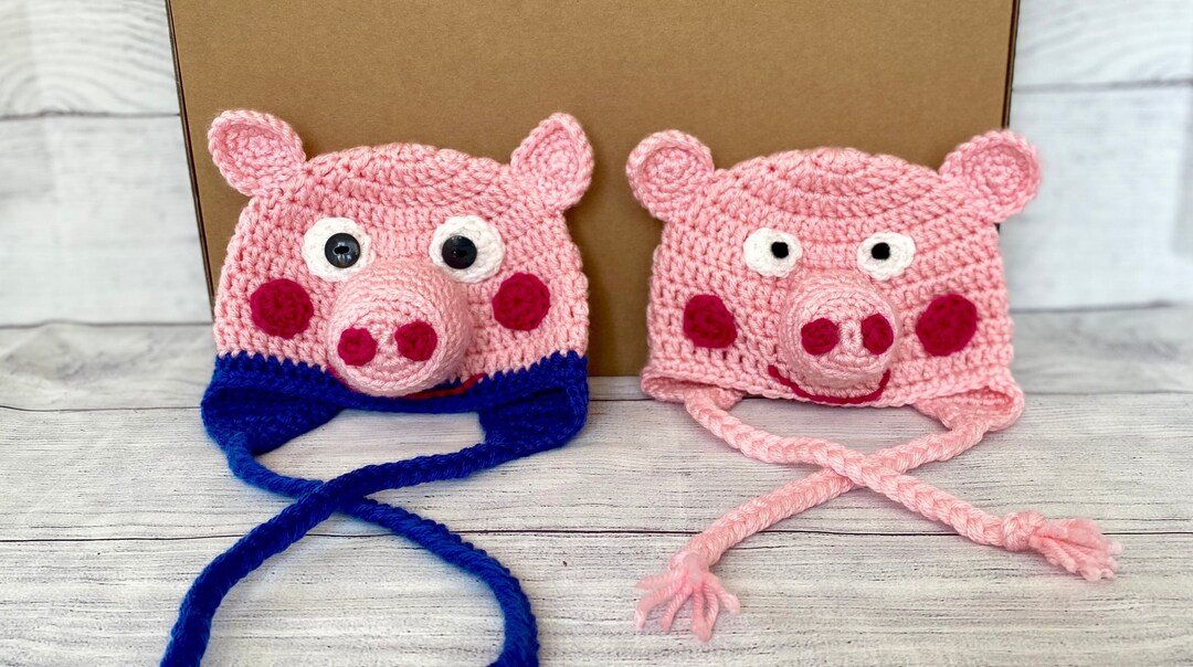 Cute Peppa/george/mom & Dad Pig Hats, Pink Handmade Beanie, Best Gifts ...